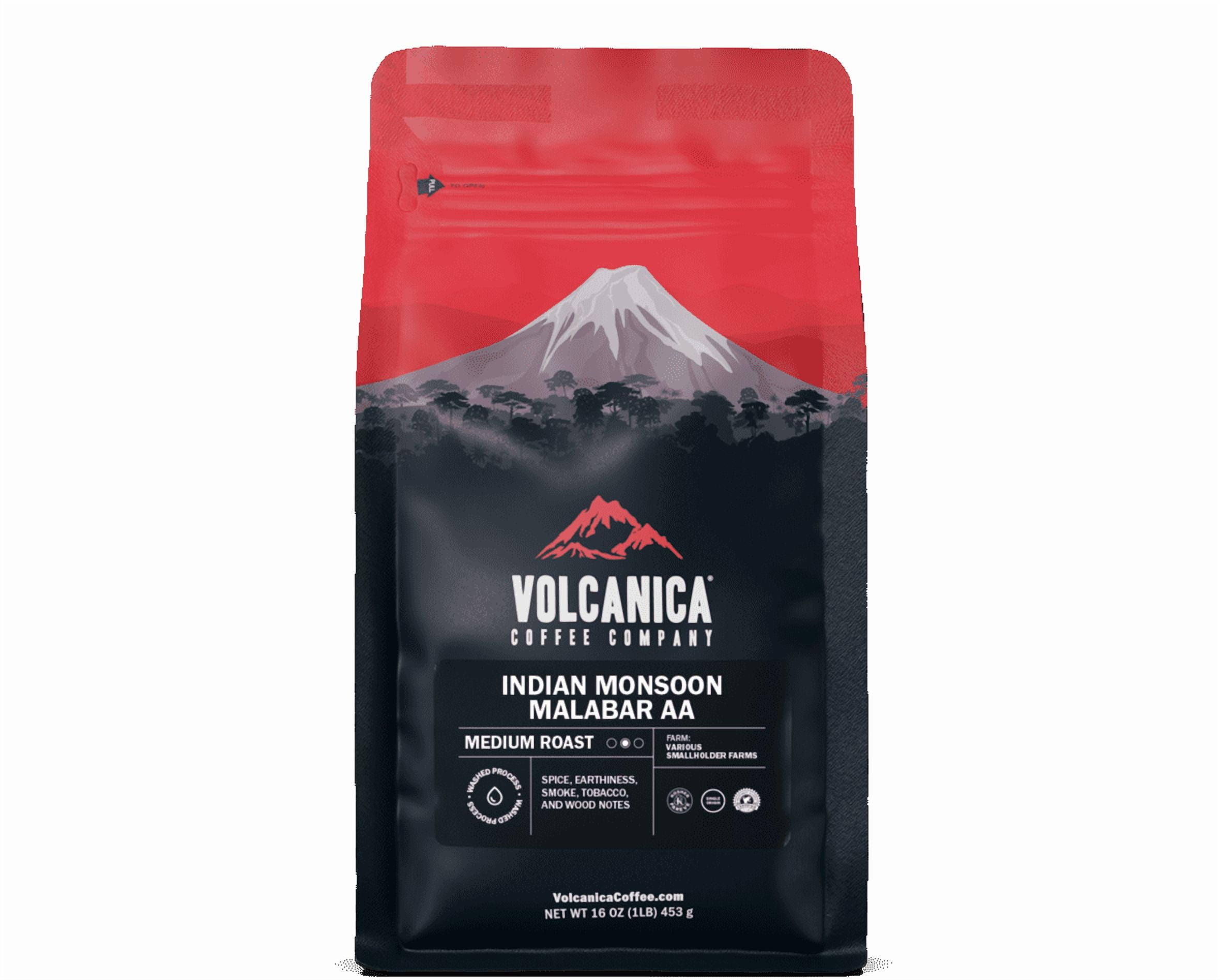 Volcanica Coffee Indian Monsoon Malabar AA Coffee - 3 lbs. (3 pack ...
