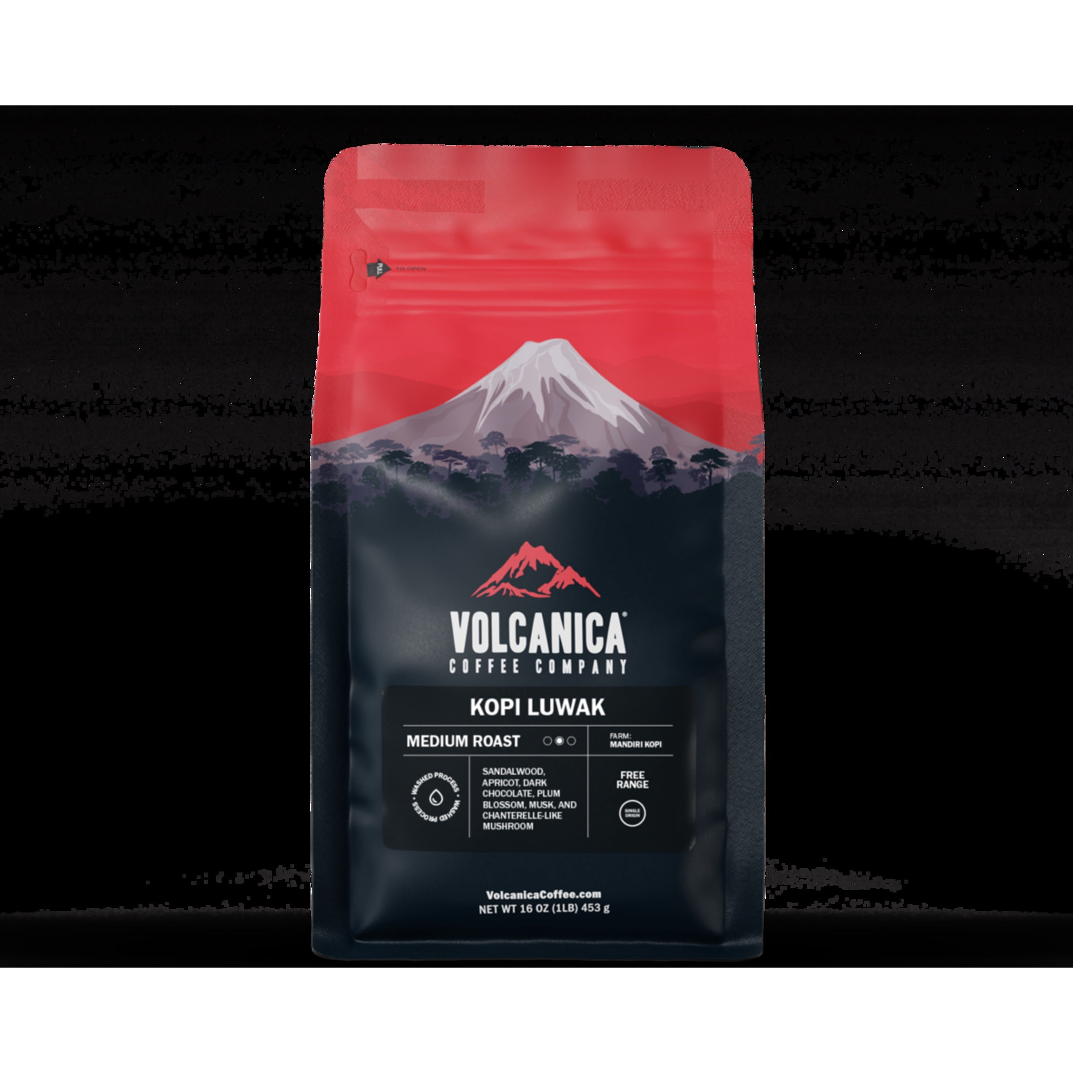 Volcanica Coffee Kopi Luwak Coffee - Free Range Kopi Luwak, 16 Oz. - 16 ...