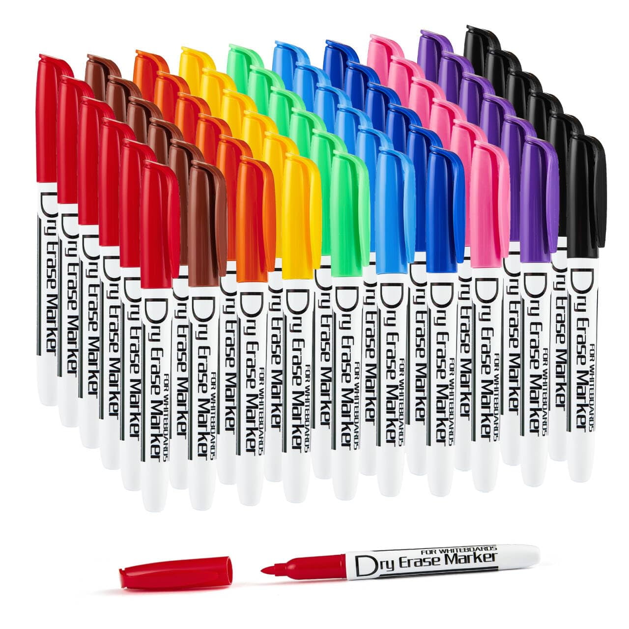 Volcanics Dry Erase Markers Bulk Pack of 60 Low Odor Fine Whiteboard ...