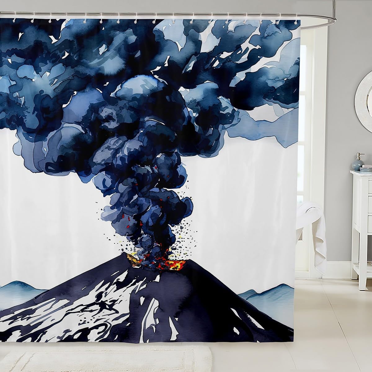 Volcano Bathroom Accessories 72"Wx84"L Natural Disaster Mountain Bath ...