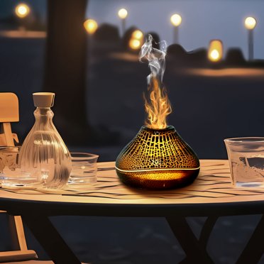 DERCLIVE 130ML Essential Oil Flame Diffuser Humidifier with Fire LED ...