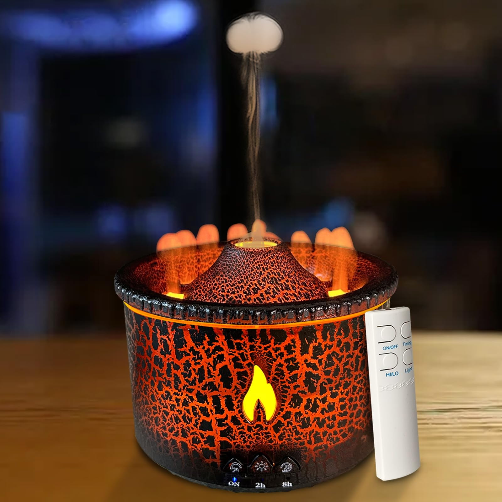 Volcano Diffuser, Essential Oil Diffuser 300ml Volcano Humidifier with Flame & Volcano Mist Mode ...