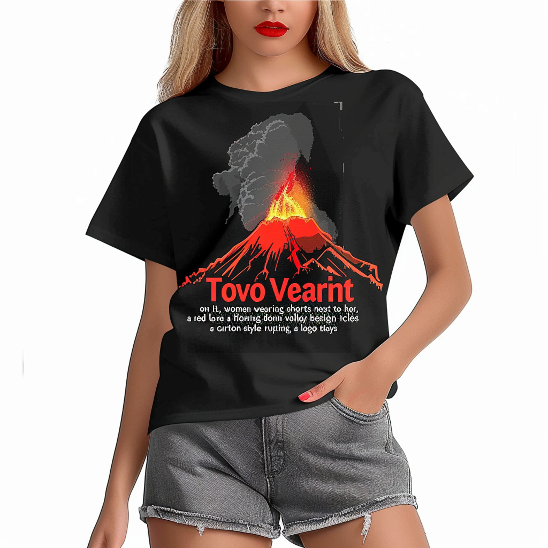 Volcano Enthusiast Black Tee Erupting Mountain Design Flow Active ...