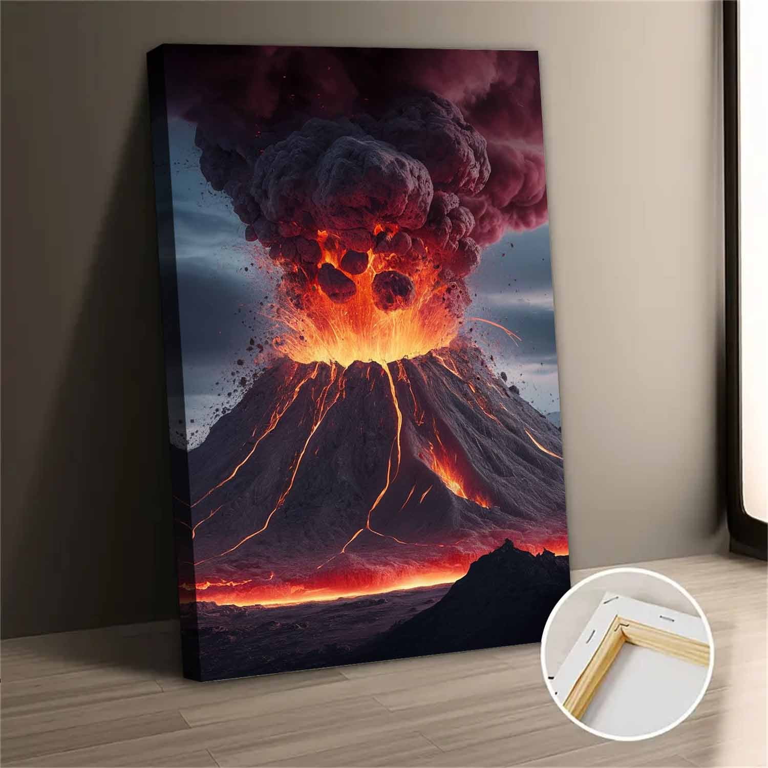 Volcano Eruption Canvas Wall Art - Modern Abstract Wall Paintings For ...