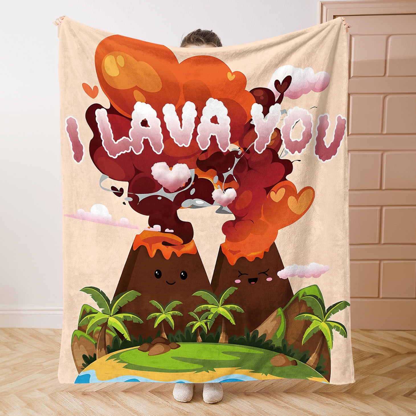 Volcano Eruption "I LAVA YOU" Anniversary Blanket - Soft Flannel Throw ...