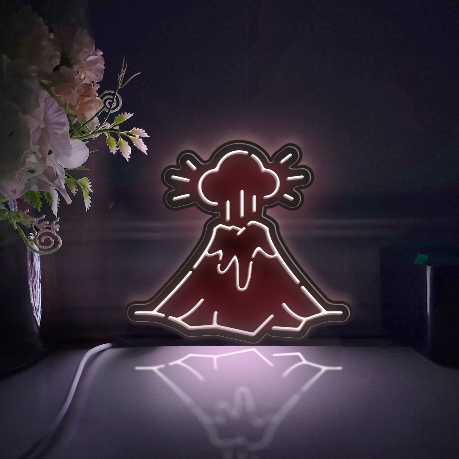 Volcano Eruption Led Light Box, Dimmable Neon-Like Light Signs USB ...