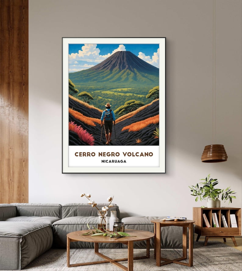 Volcano Hiking Poster – Adventurer In Nature, Majestic Volcano ...