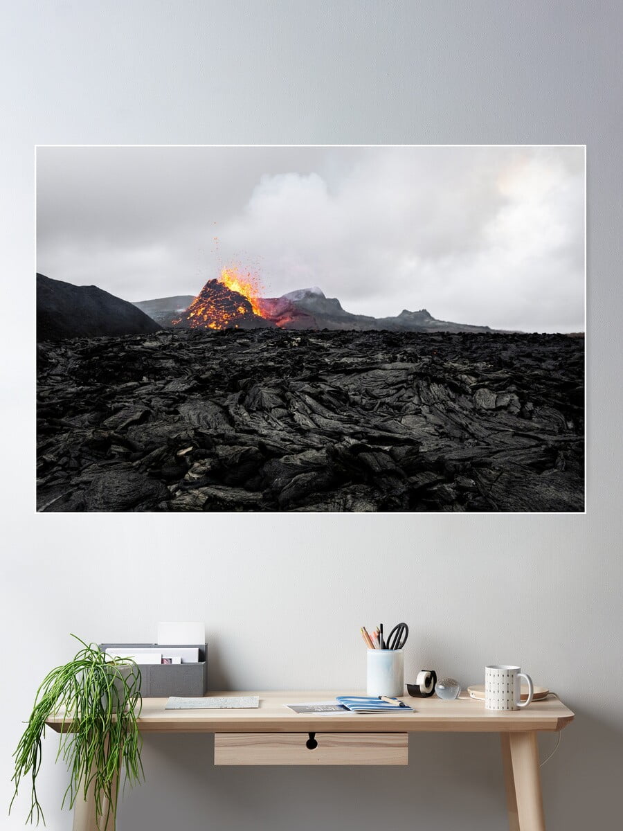 Volcano In Iceland (2021) Poster Wall Art, Modern Wall Decor For Living ...