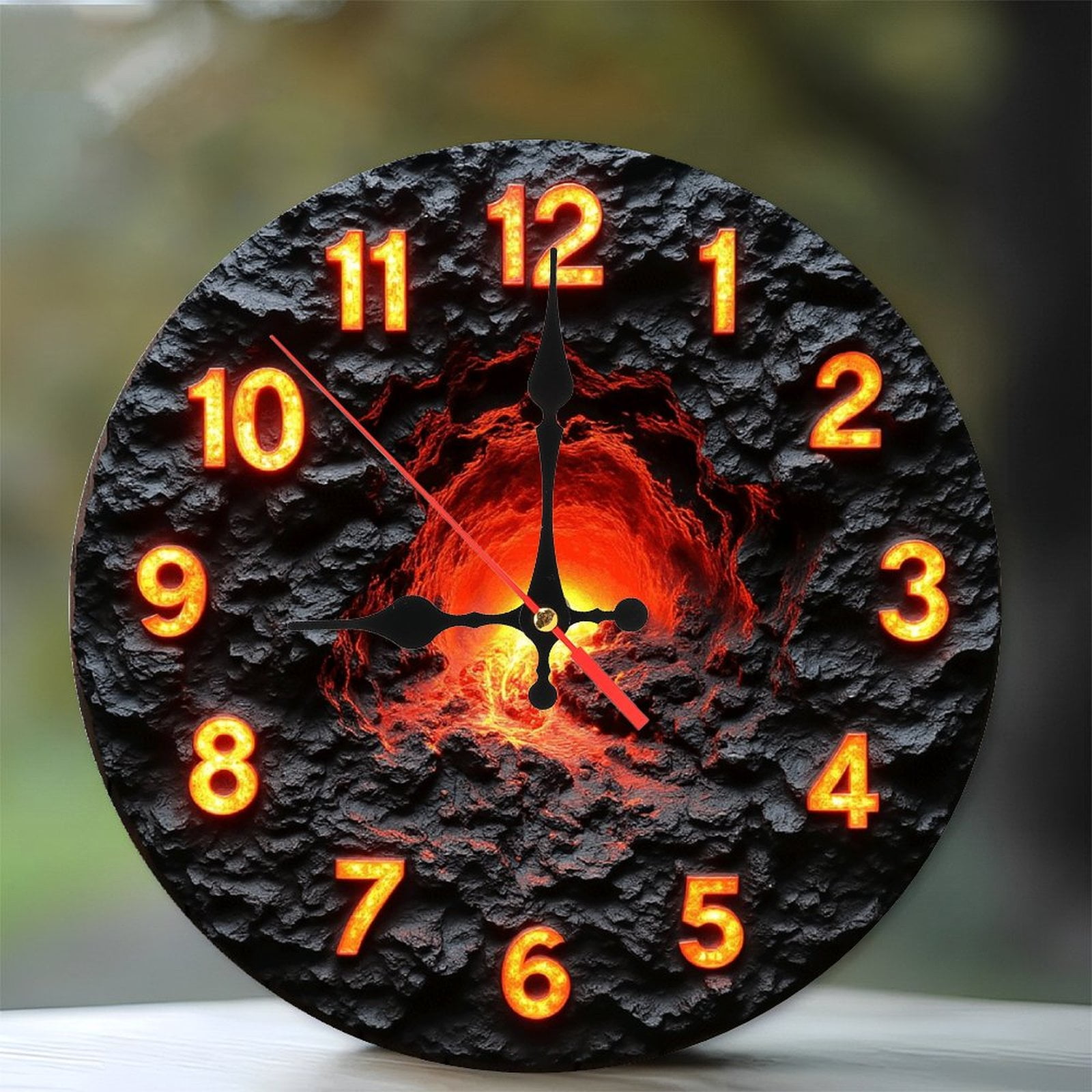 Volcano Lava Cave Wall Clock Home Decor 10-Inch Silent Wooden Wall ...