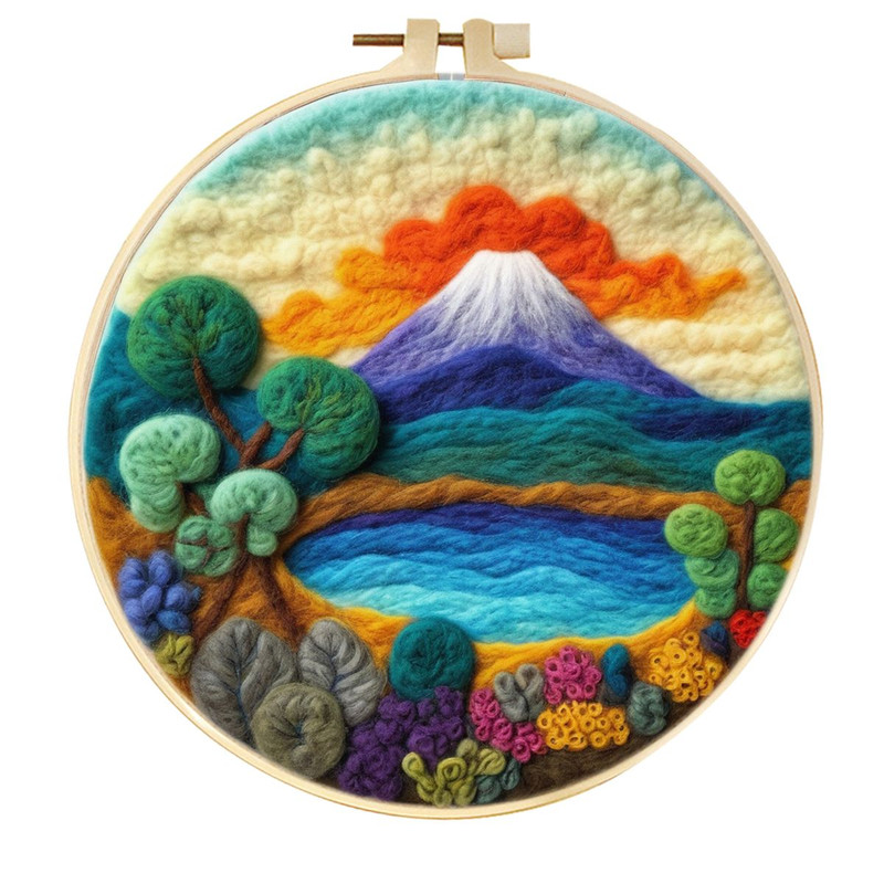 Volcano Needle Felting Set, Beginner Felt Painting Set, With Wool Felt ...