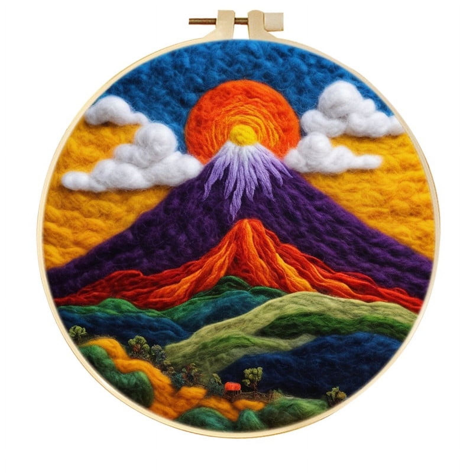 Volcano Needle Felting Set, Beginner Felt Painting Set, With Wool Felt ...