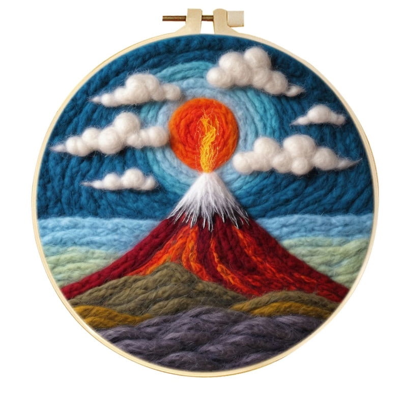 Volcano Needle Felting Set, Beginner Felt Painting Set, With Wool Felt ...