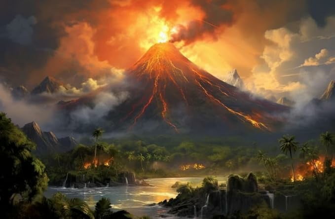 Volcano eruption 300 wooden jigsaw puzzles, memory exercise and stress-relieving games, family ...