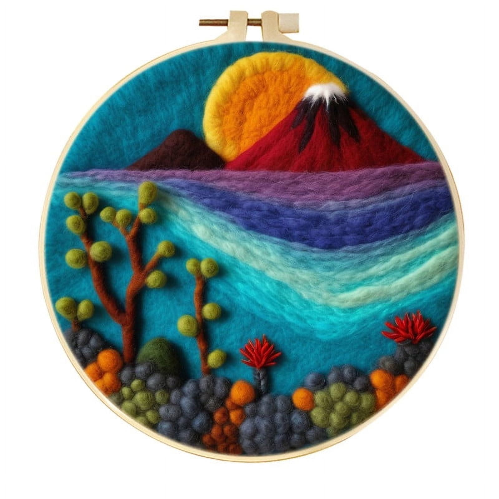 Volcanoes Needle Felting Set, Beginner Felt Painting Set, With Wool ...