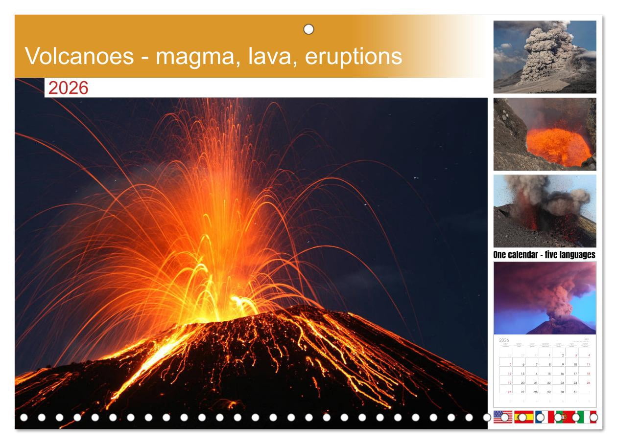 Volcanoes - magma, lava, eruptions (Monthly Wall Calendar 2026 16.5 x ...