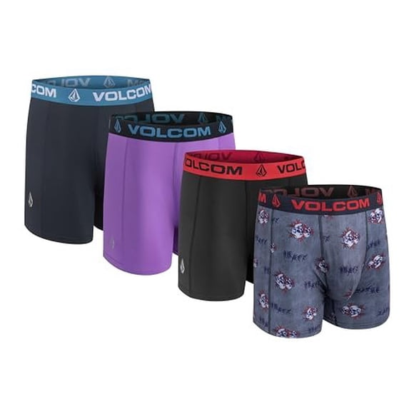 Volcom Mens Boxer Briefs 4 Pack Poly Spandex Performance Boxer Briefs ...