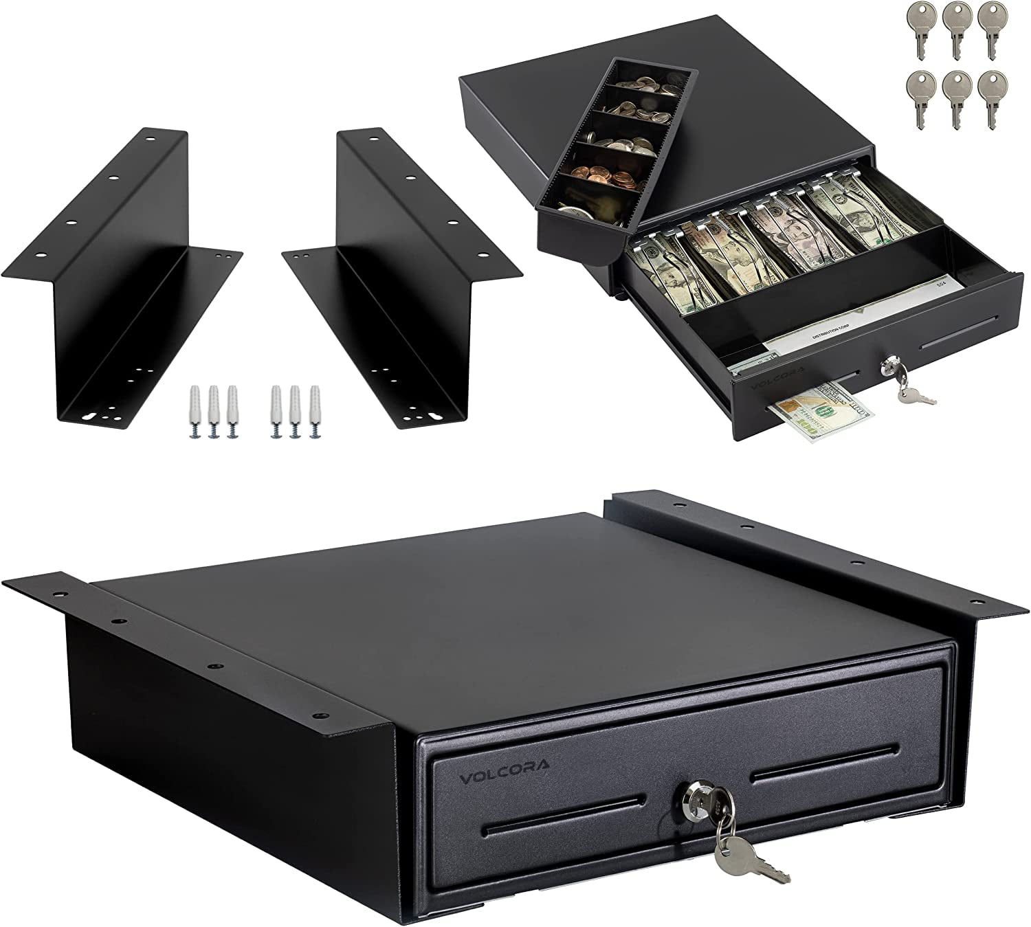 Volcora 13" Electronic Cash Register Drawer with Under Counter Mounting ...