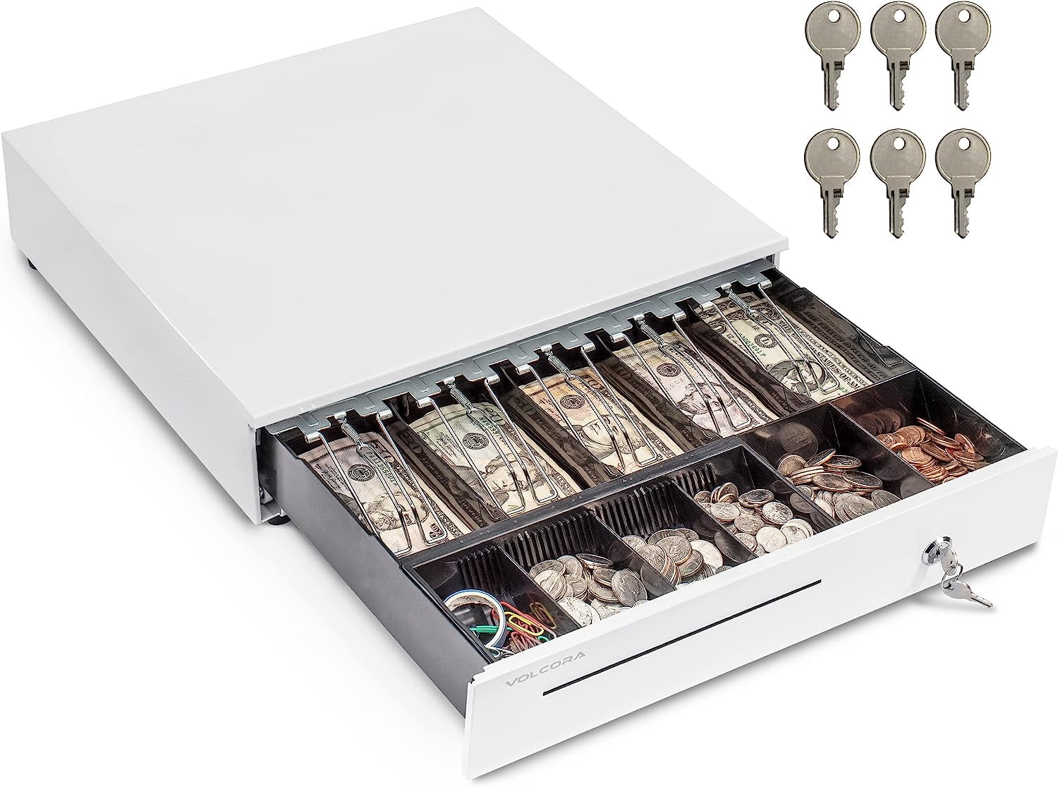 Volcora 16" Cash Register Drawer for Point of Sale (POS) System with 5 Bill 6 Coin Cash Tray ...