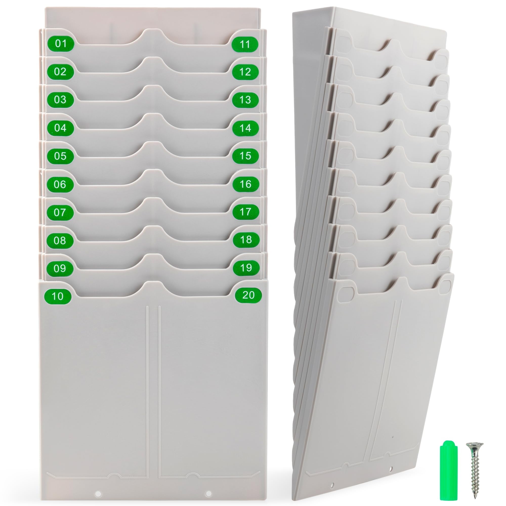 Volcora Expandable Time Card Rack 20 Pockets, Time Card Holder Wall ...