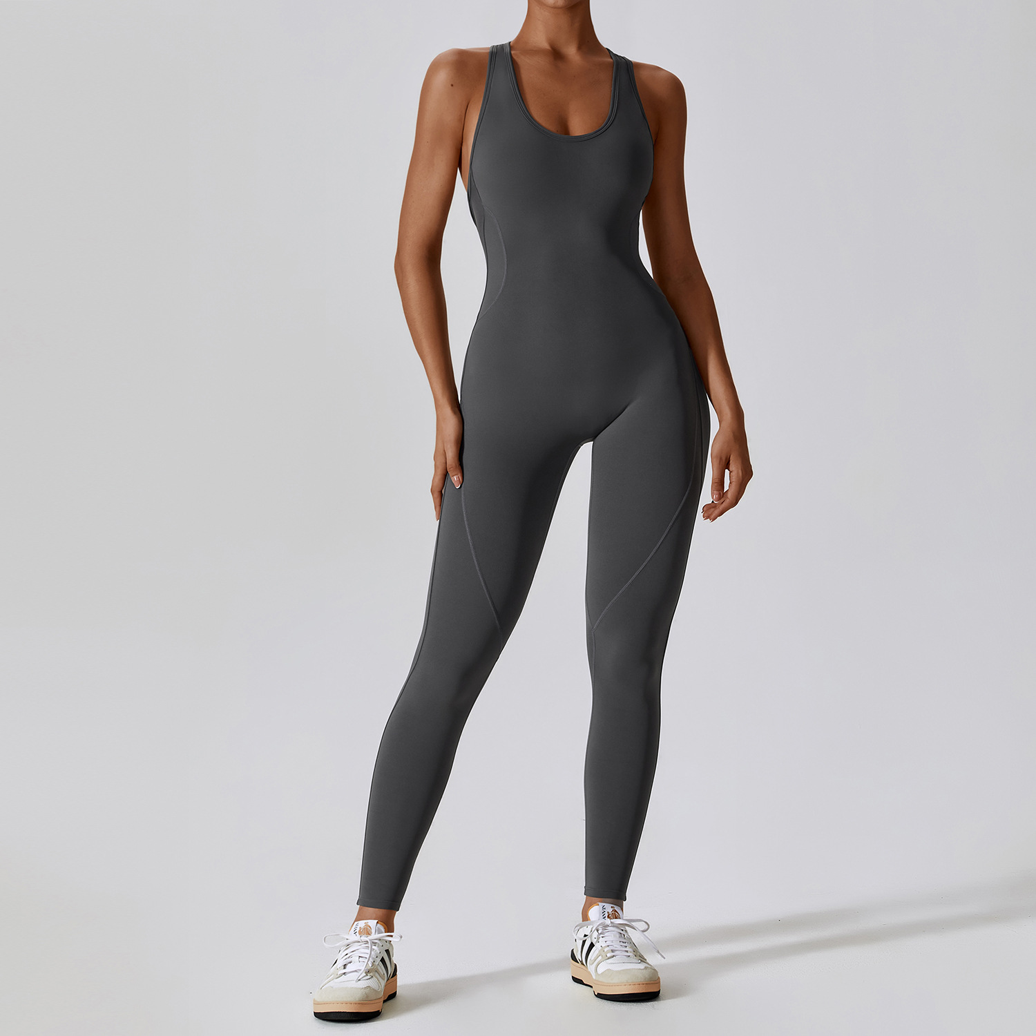 VoleFox Sleeveless High Elastic Yoga Bodysuit Women Midriff Cutout Open ...