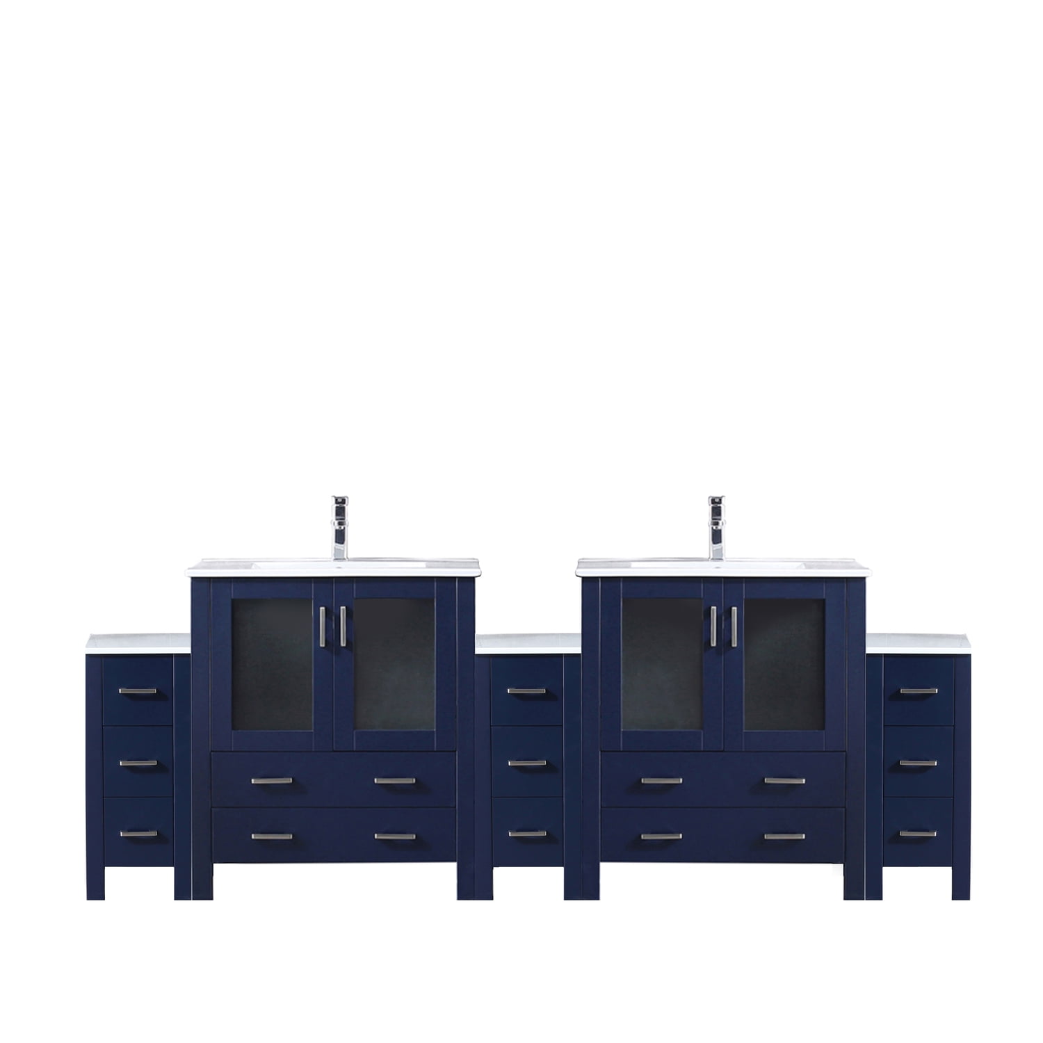 Lexora Volez 96 in W x 18.25 in D Navy Blue Double Bath Vanity with ...