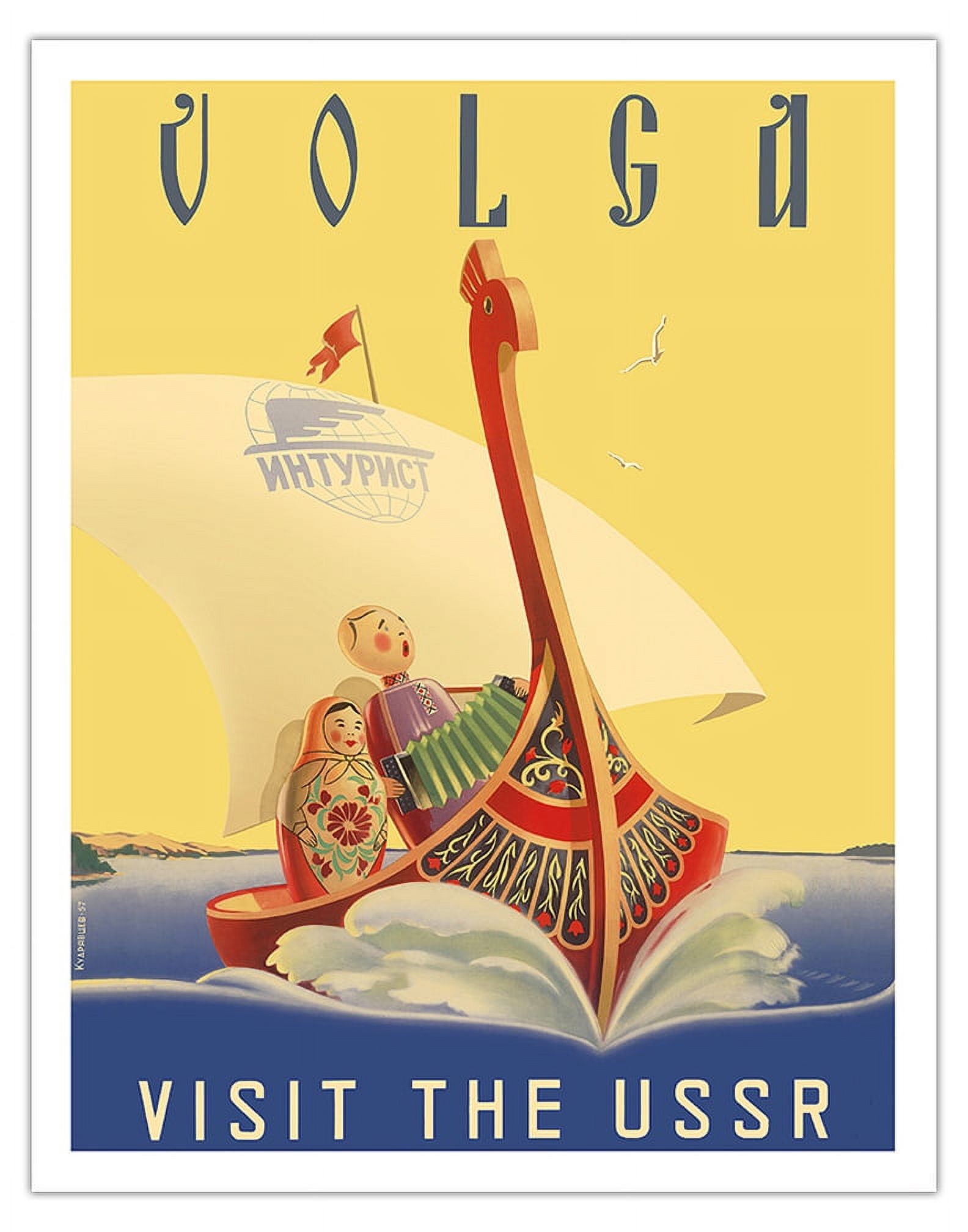 Volga - Visit the USSR - Russian River Cruise - Babushka Doll - Vintage ...