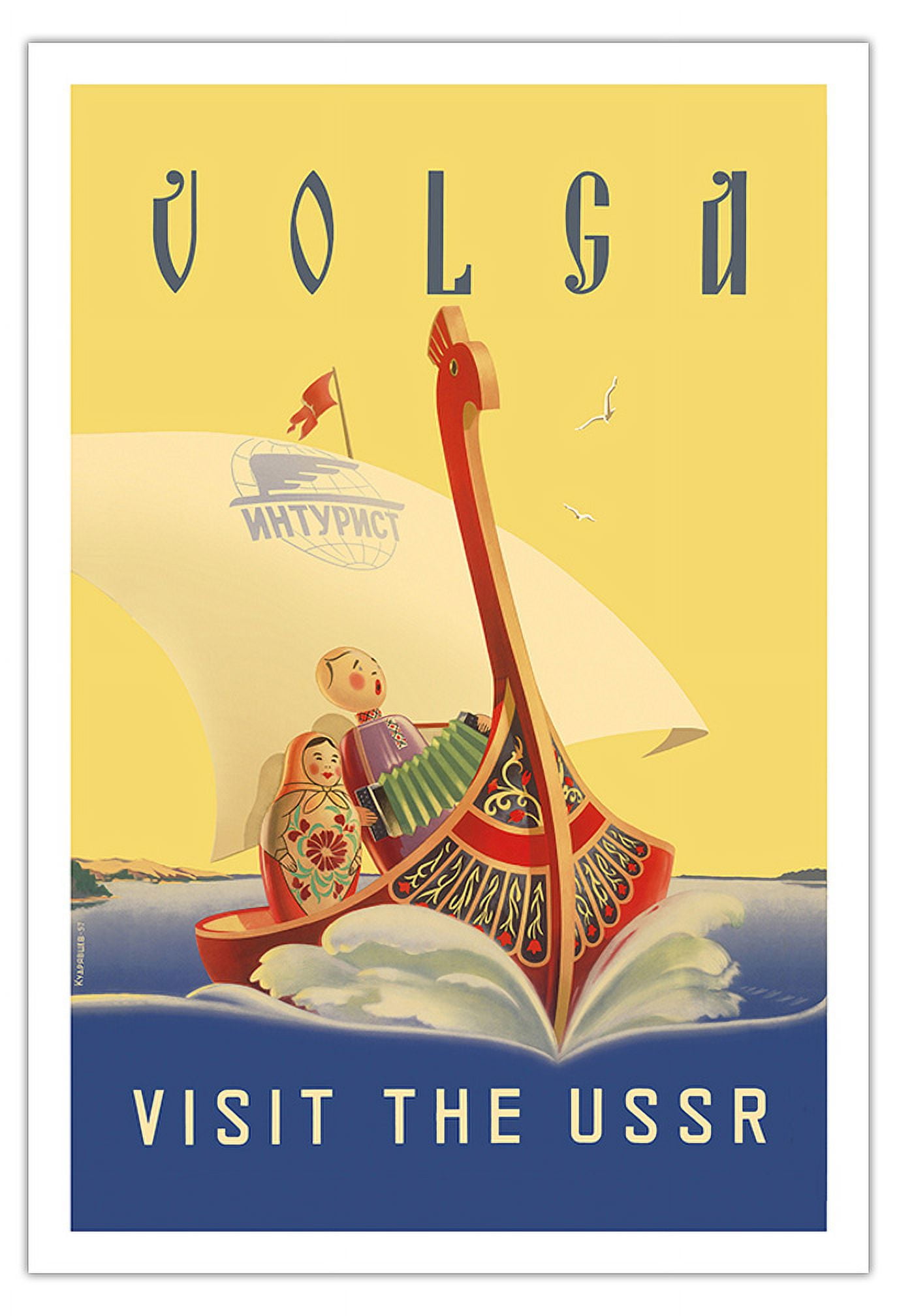 Volga - Visit the USSR - Russian River Cruise - Babushka Doll - Vintage ...