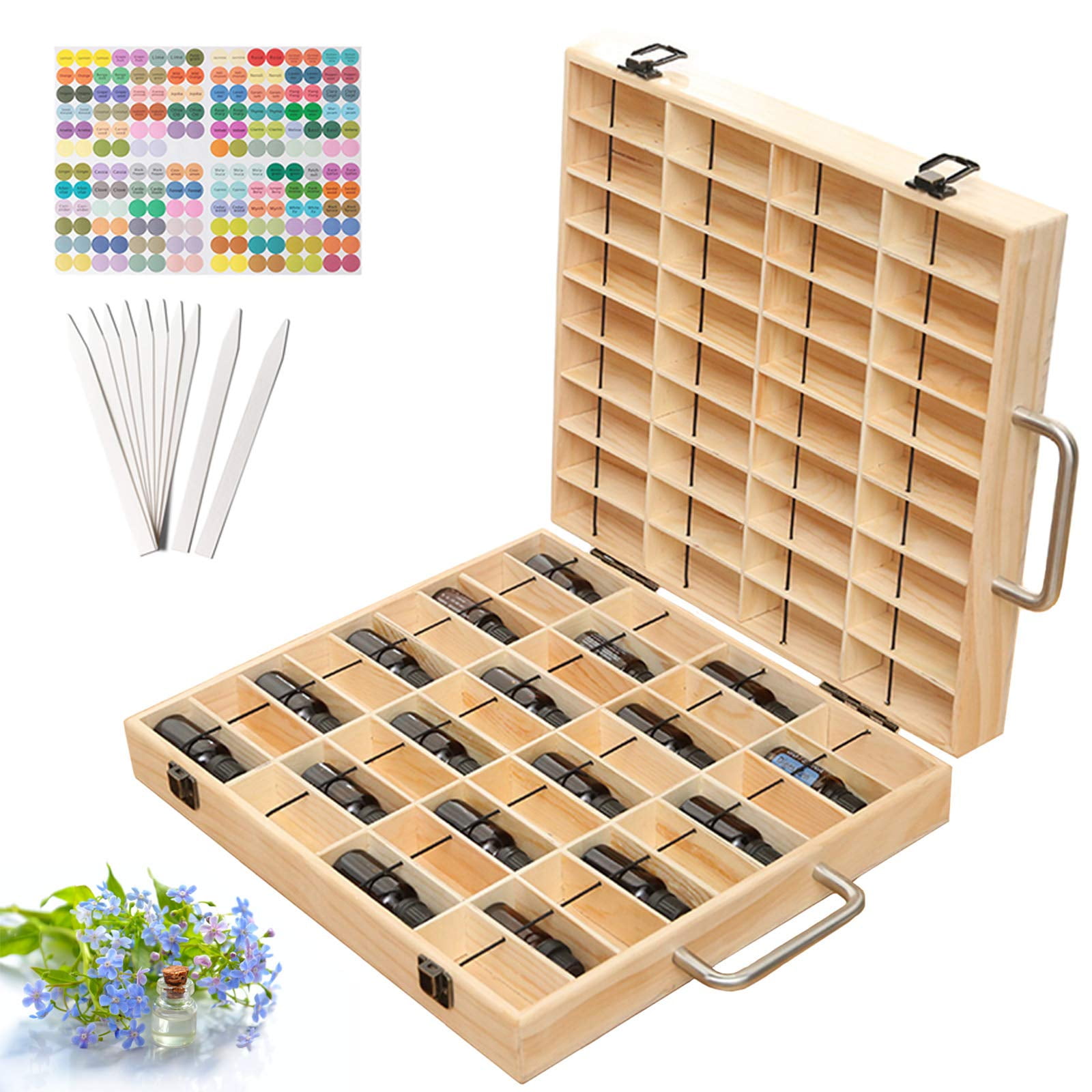 VolksRose Essential Oil Storage Wooden Box, 72 Slots 5-15ml Essential ...
