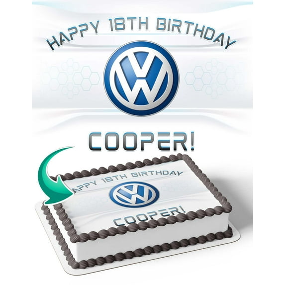 Volkswagen Cars Edible Image Cake Topper Personalized Birthday Sheet ...