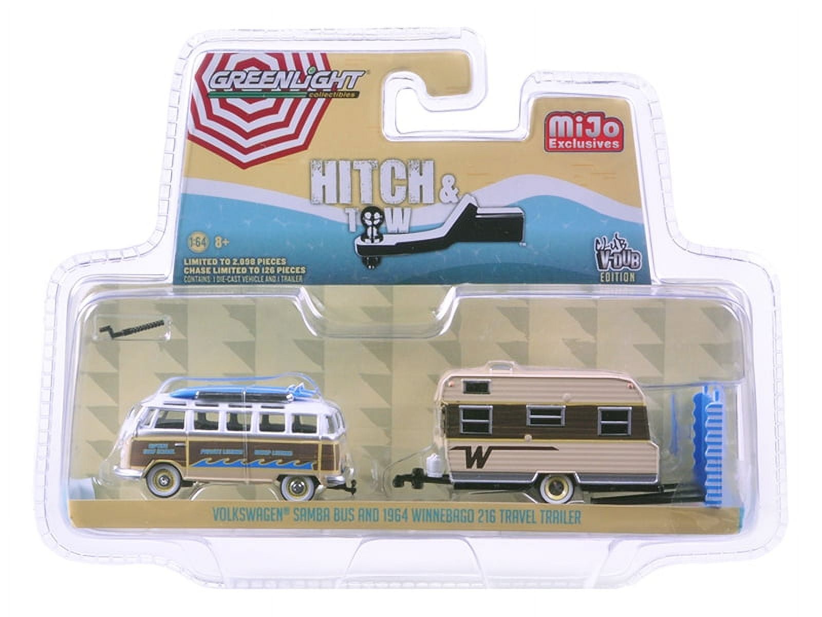 Volkswagen Samba Bus Beige and 1964 Winnebago 216 Travel Trailer Hitch ...