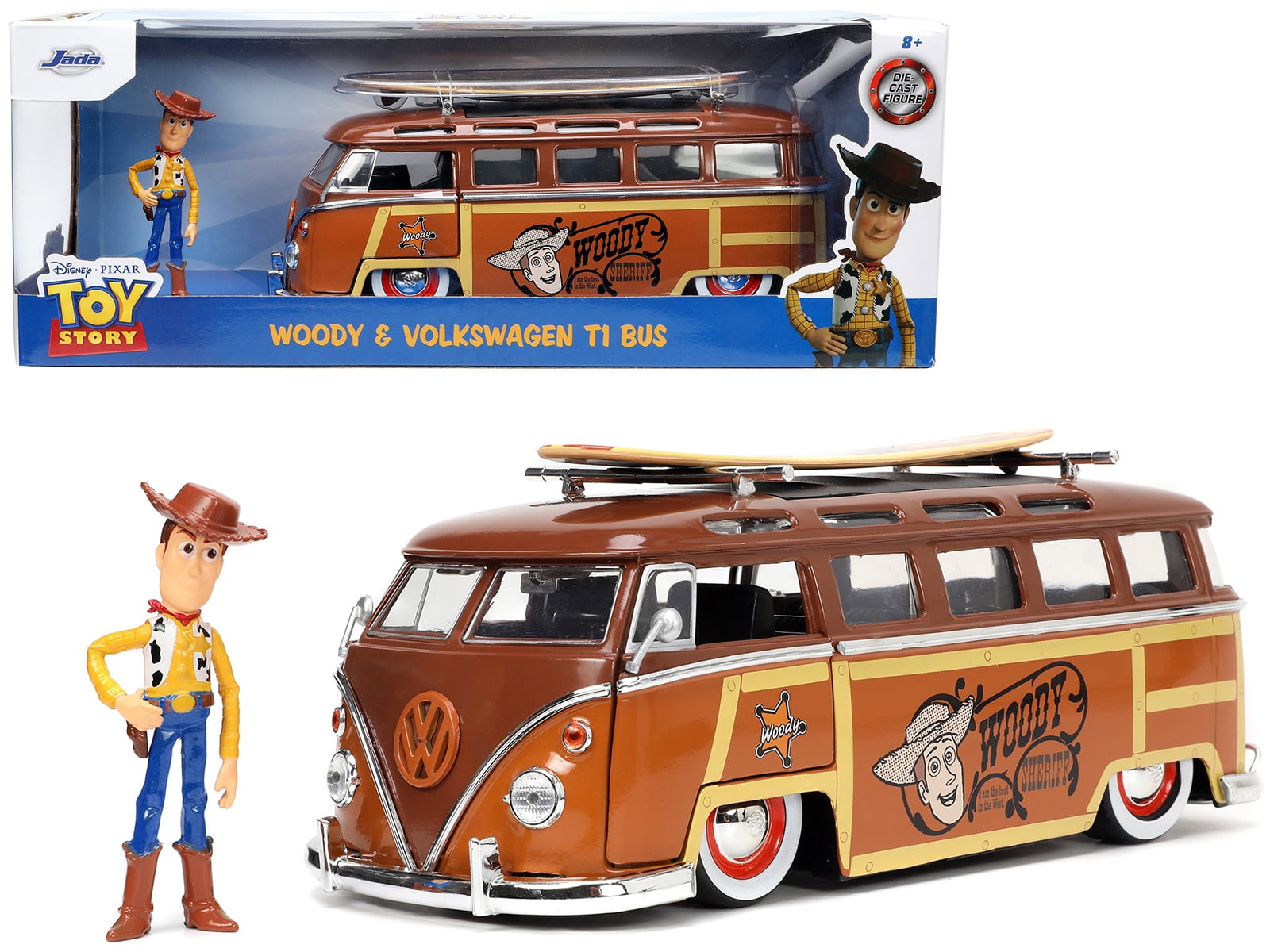Volkswagen T1 Bus Brown with Graphics "Sheriff Woody" and Woody Diecast ...