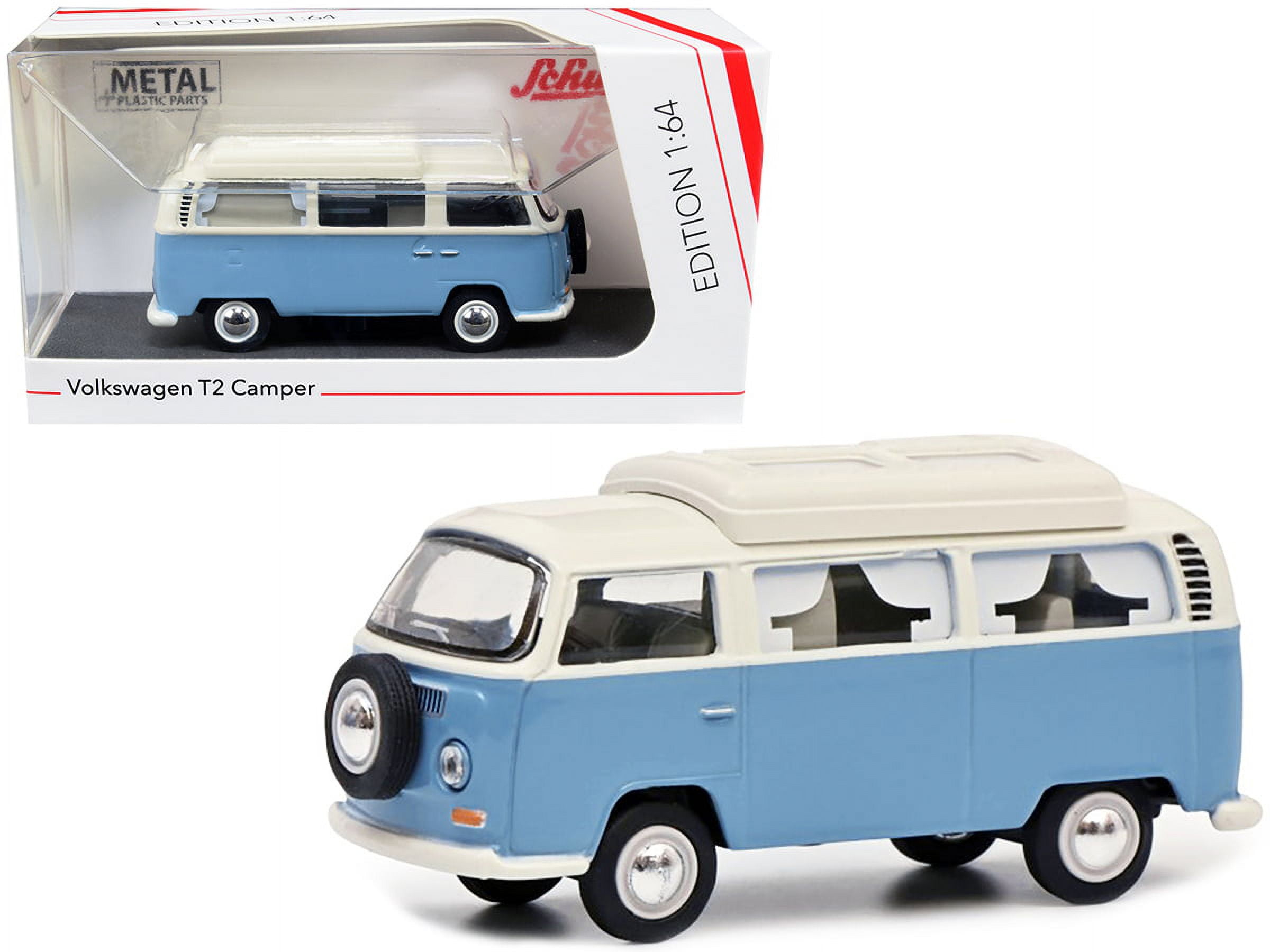 Volkswagen T2 Camper Bus Light Blue and White 1/64 Diecast Model Car by ...