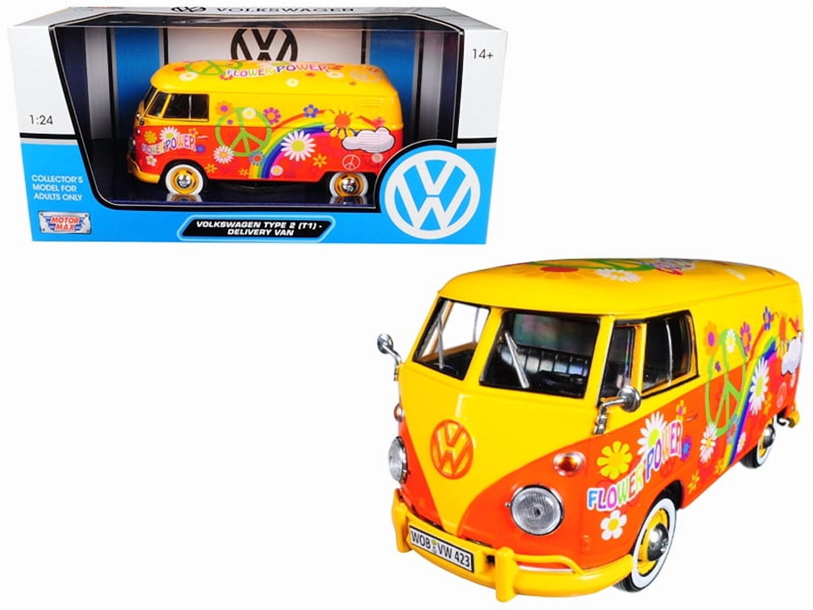 Volkswagen Type 2 (T1) Delivery Van Flower Power 1/24 Diecast Car Model ...