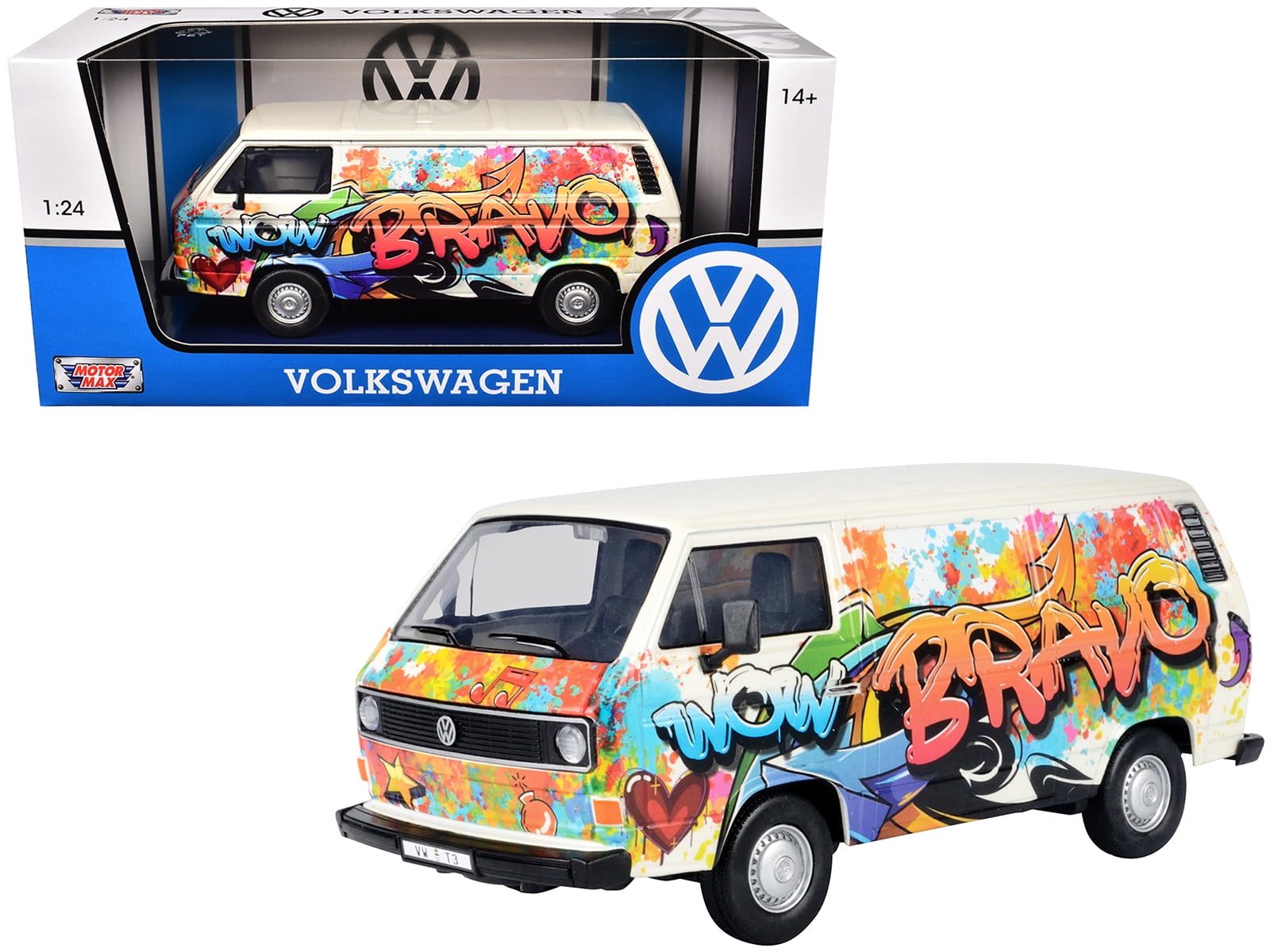 Volkswagen Type 2 (T3) Van White Metallic with Graffiti Graphics 1/24 ...