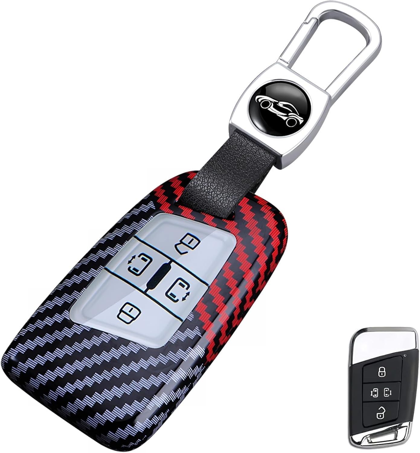 For Volkswagen VW Key Fob Cover, ABS Carbon Fiber Pattern Car Key Case ...