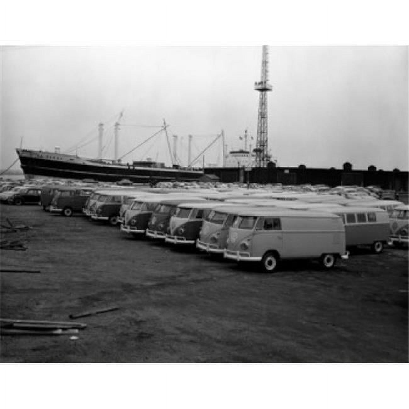 Volkswagen Vans in Parking Lot with Nautical Vessel in Background ...