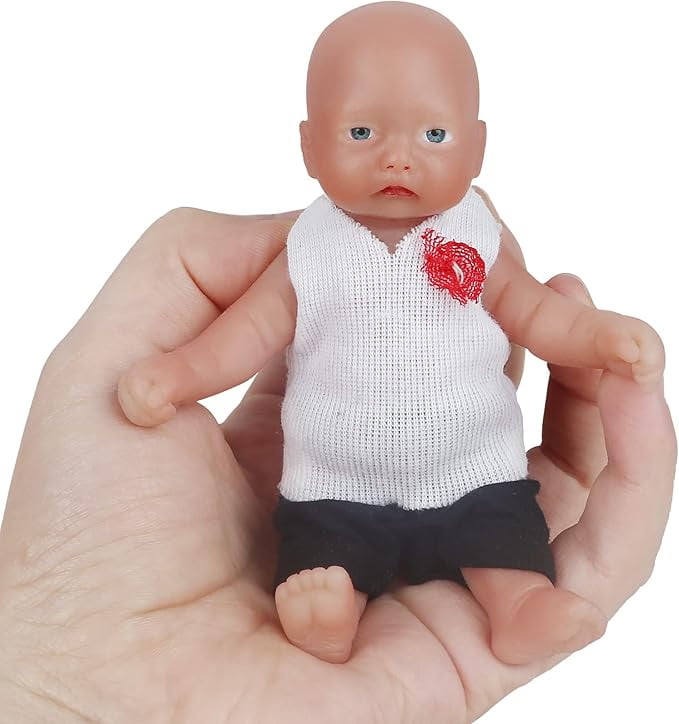 Vollence 4.5 inch Miniature Eye Open Full Silicone Mini Baby Dolls Real ...
