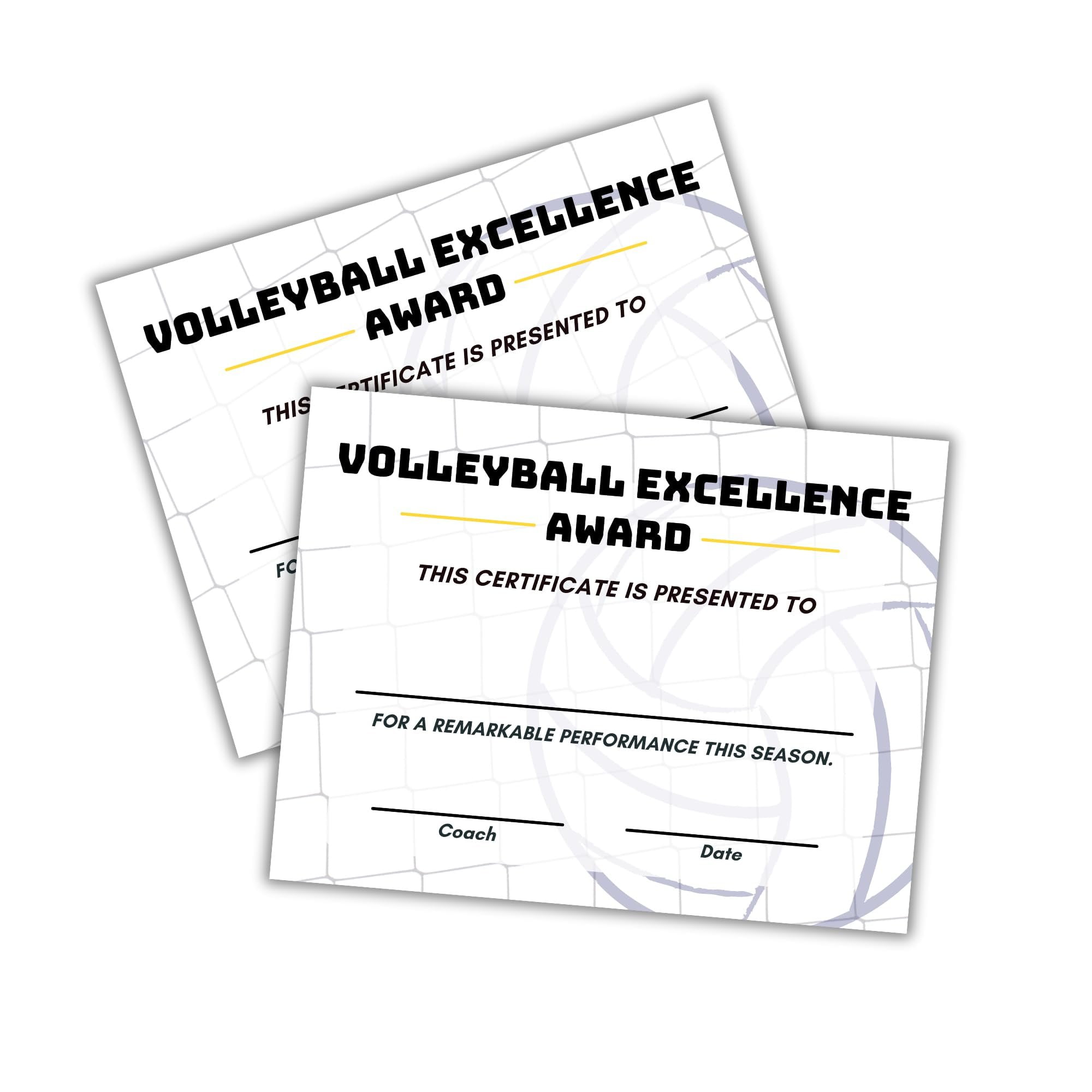 Volleyball Award Certificate of Excellence Sports 50pk 8.5x11 Paper for ...