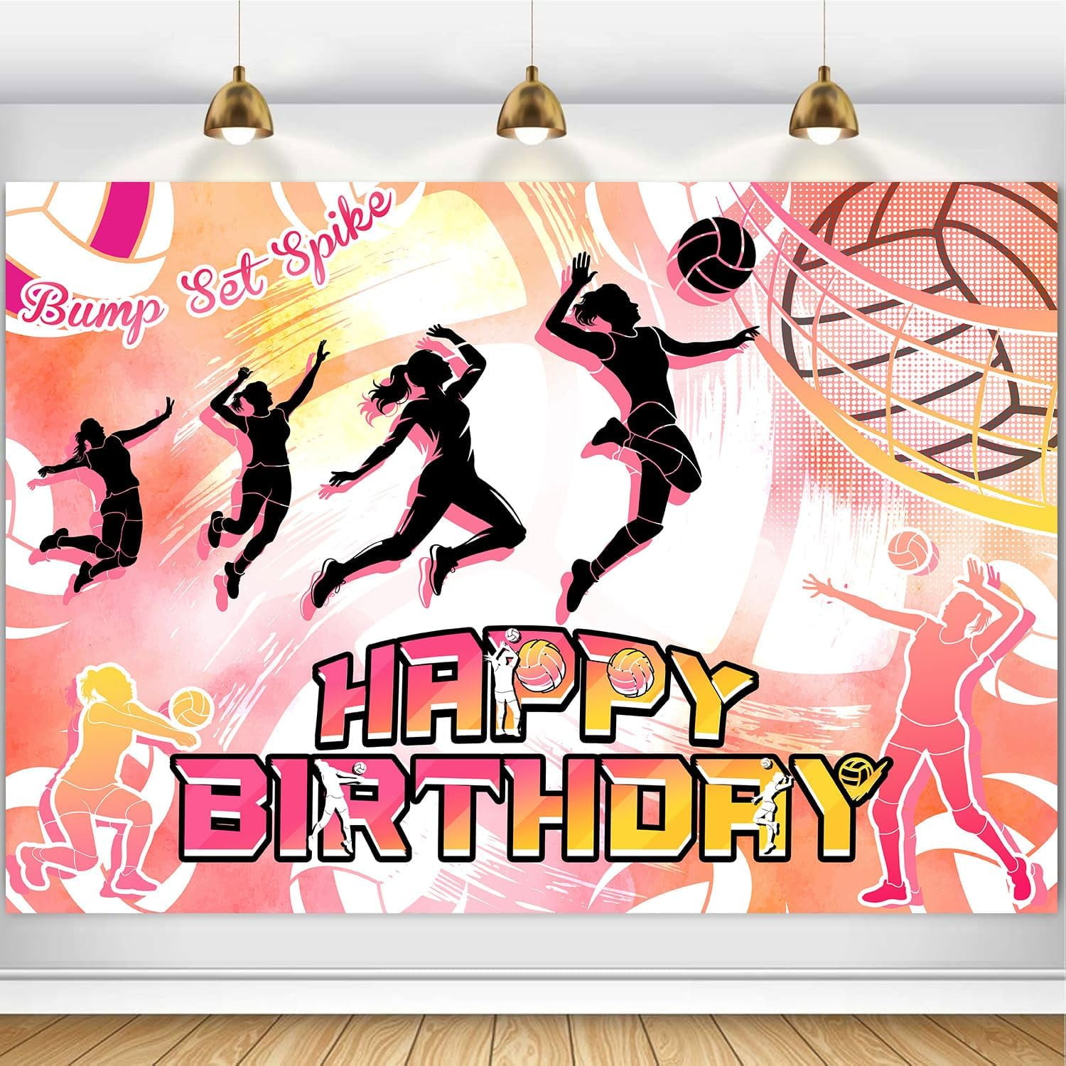 Volleyball Backdrop Girls Pink Volleyball Photography Background Sports ...