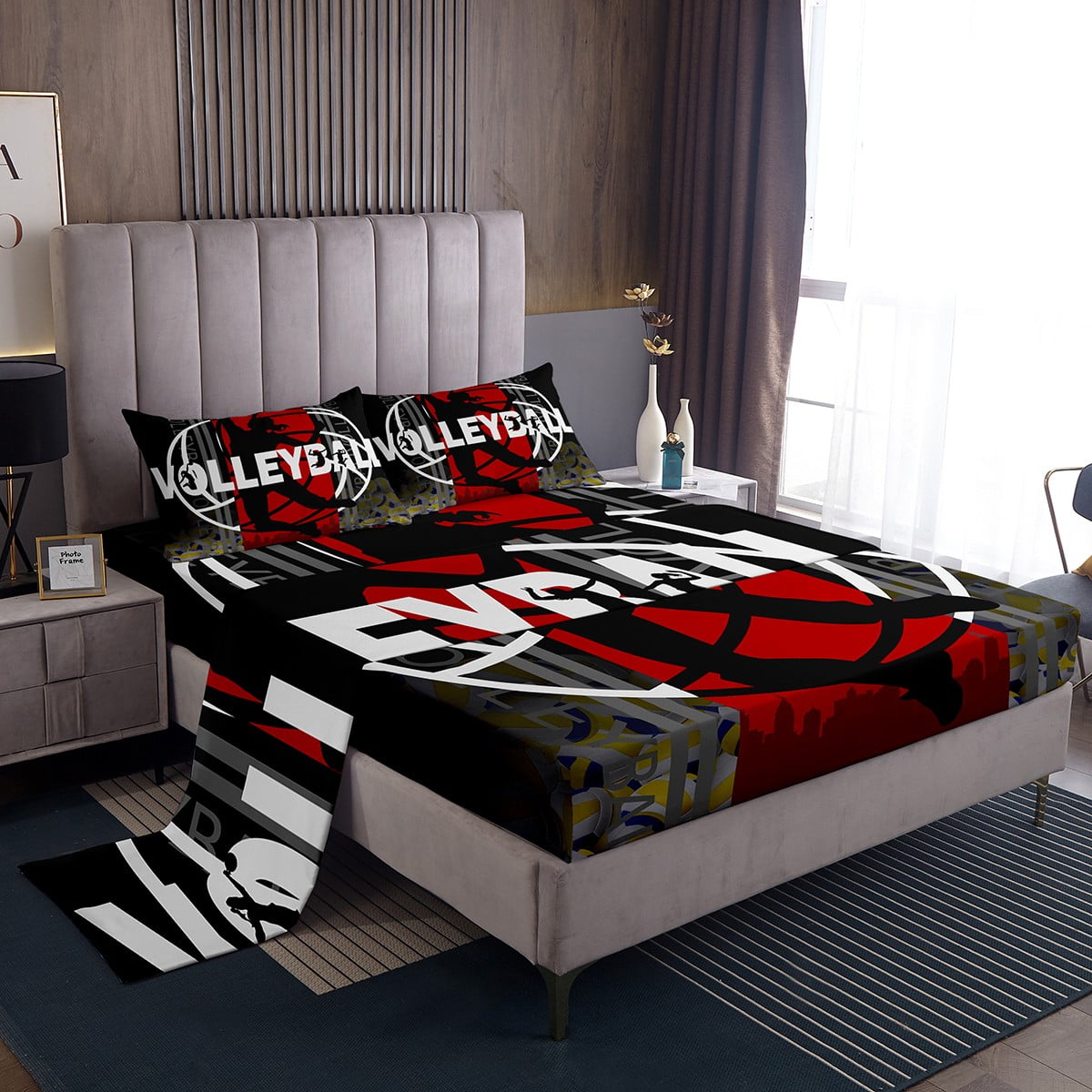 Volleyball Bed Sheets Set King Size,Sports Themed Bedding Set Teens ...