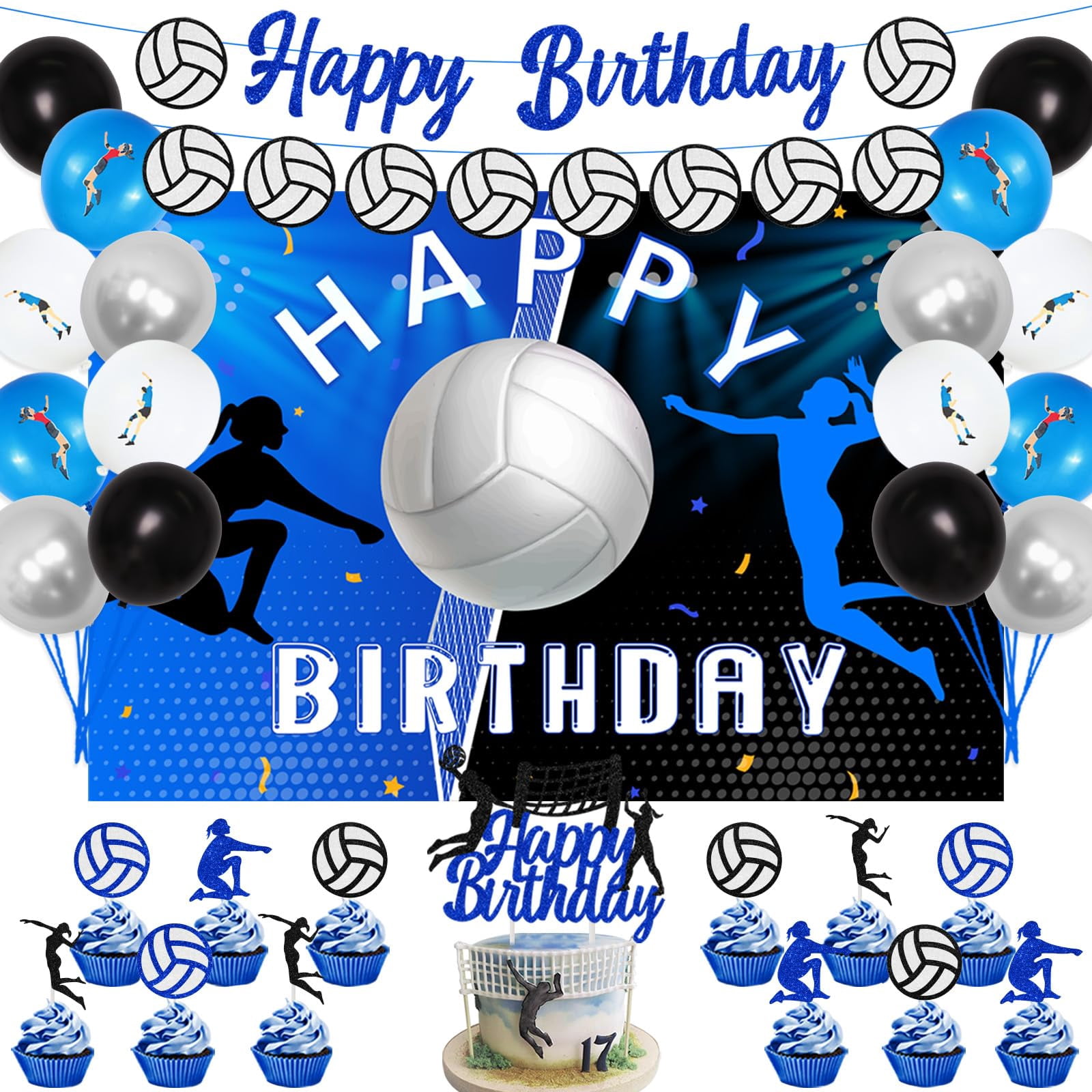 Volleyball Birthday Decorations,TRDN 38 Pieces Sports Themed Birthday ...