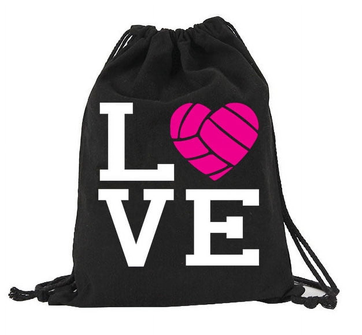 Volleyball Cinch Sack Love Volleyball Canvas Drawstring Black Canvas ...