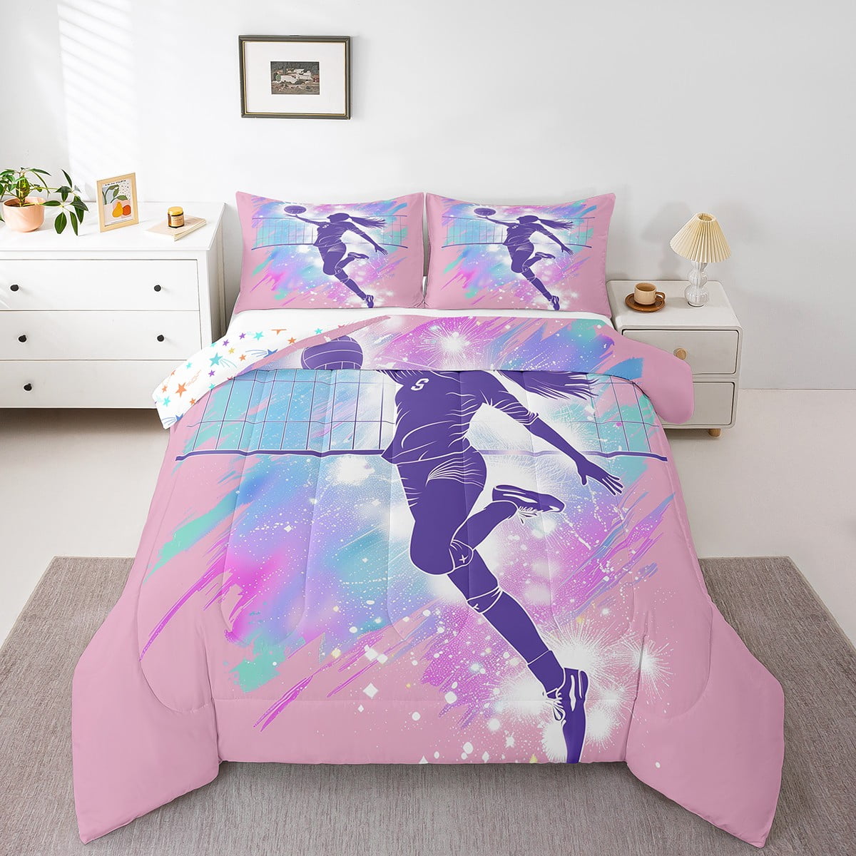 Volleyball Comforter Set Sports Bedding Sets Volleyball Player Bedding ...