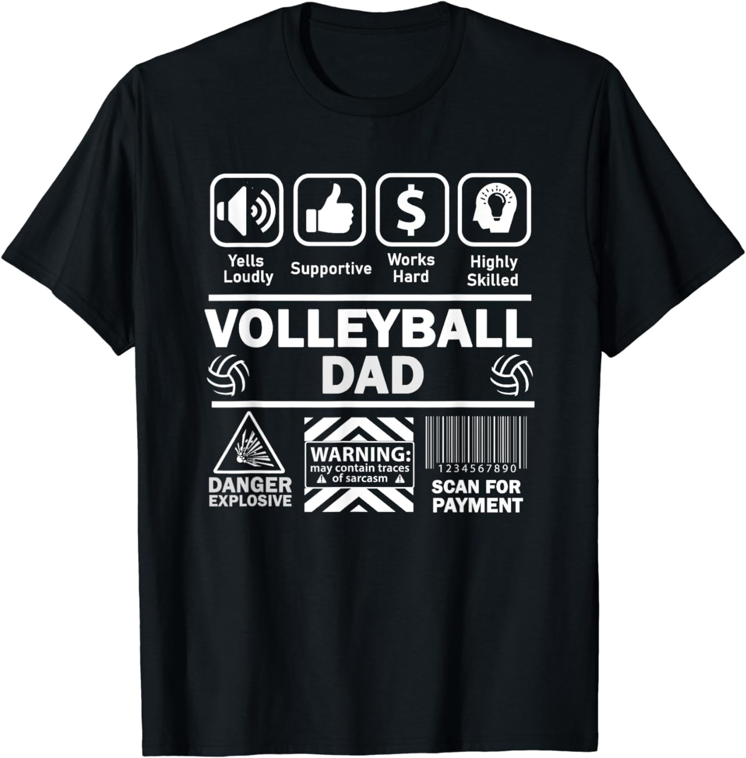 Volleyball Dad Funny Contents of Sports Father T-Shirt - Walmart.com