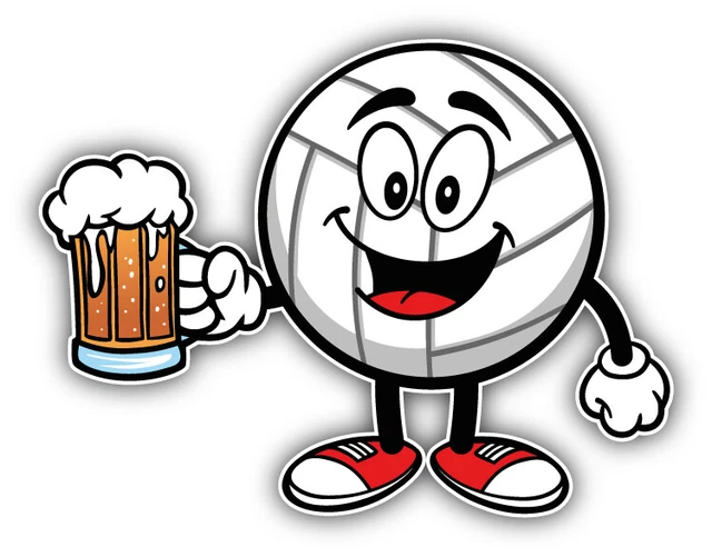 Volleyball Face Mascot Beer Car Sticker Phone Decal Water Bottle ...
