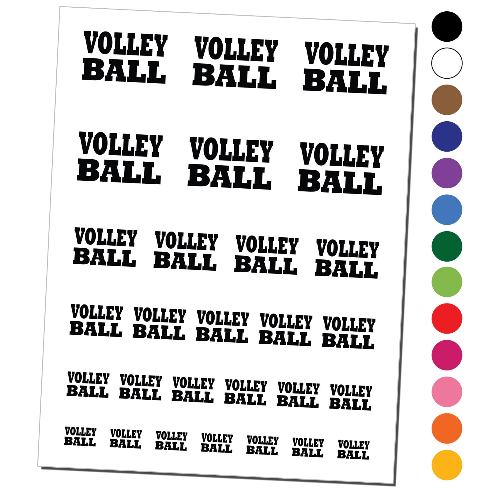 Volleyball Fun Text Water Resistant Temporary Tattoo Set Fake Body Art ...