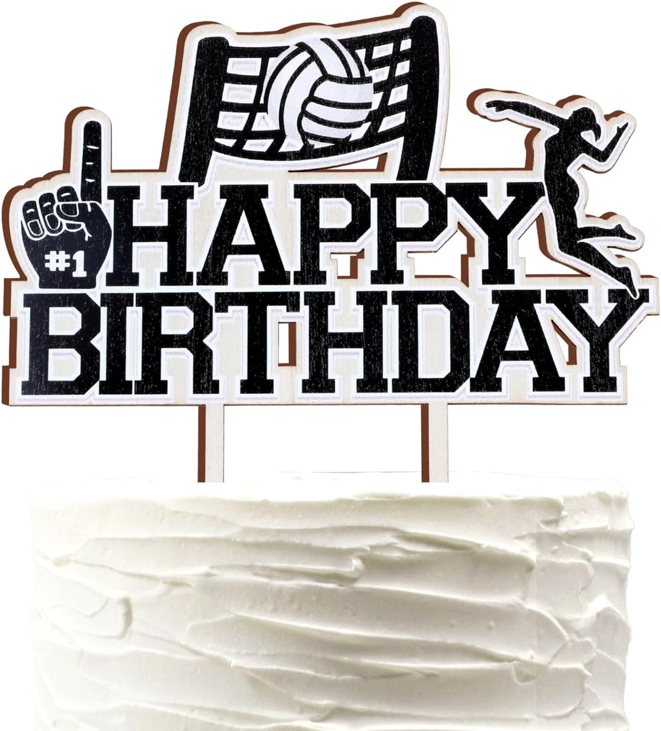 Volleyball Happy Birthday Wooden Cake Topper Volleyball Game Cake Pick ...