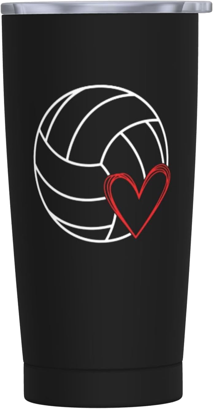 Volleyball with Heart 20 OZ Vacuum Insulated Tumblers Lids Mug ...