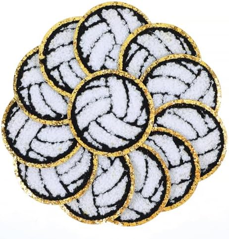 Volleyball Iron on Patch, 12 Pcs Gold Edges Chenille Embroidery Patches ...