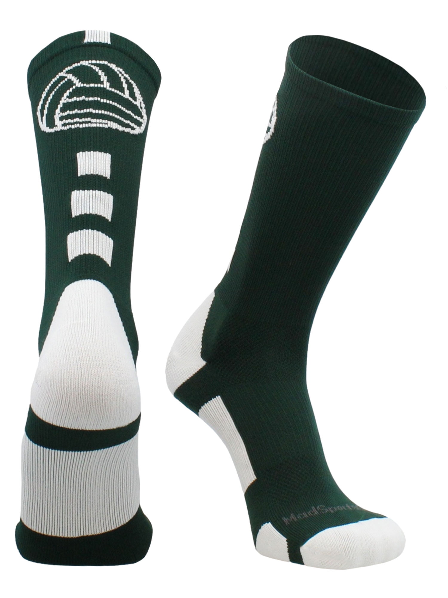 Volleyball Logo Crew Socks (Dark Green/White, Medium) - Walmart.com